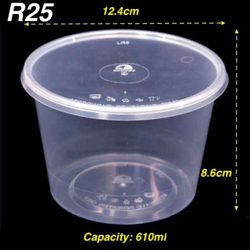 (500sets) Round Plastic Food Container With Lid / Bekas Plastik Bulat ...