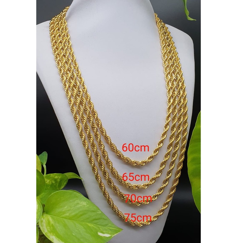 24k Gold Plated 316 Stainless Steel Hip Hop Style Men 6mm Rope Necklace ...