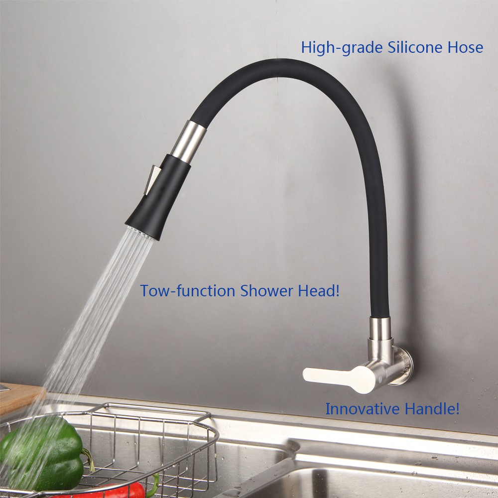 SUS 304 Flexible Kitchen Faucet With 24mm Black Flexible Silicone hose ...