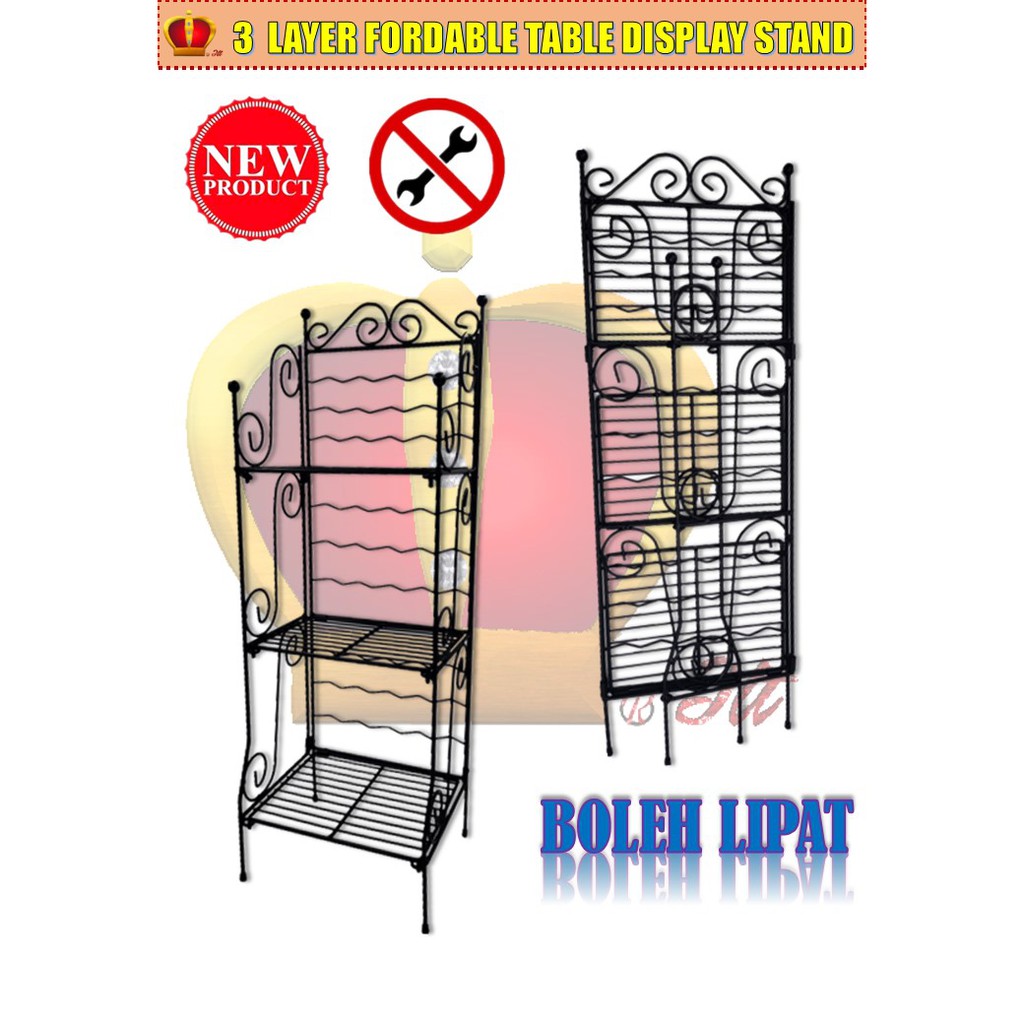 3 Layer Multi-purpose Table Art Stand Multi-Functional Stand Fordable ...