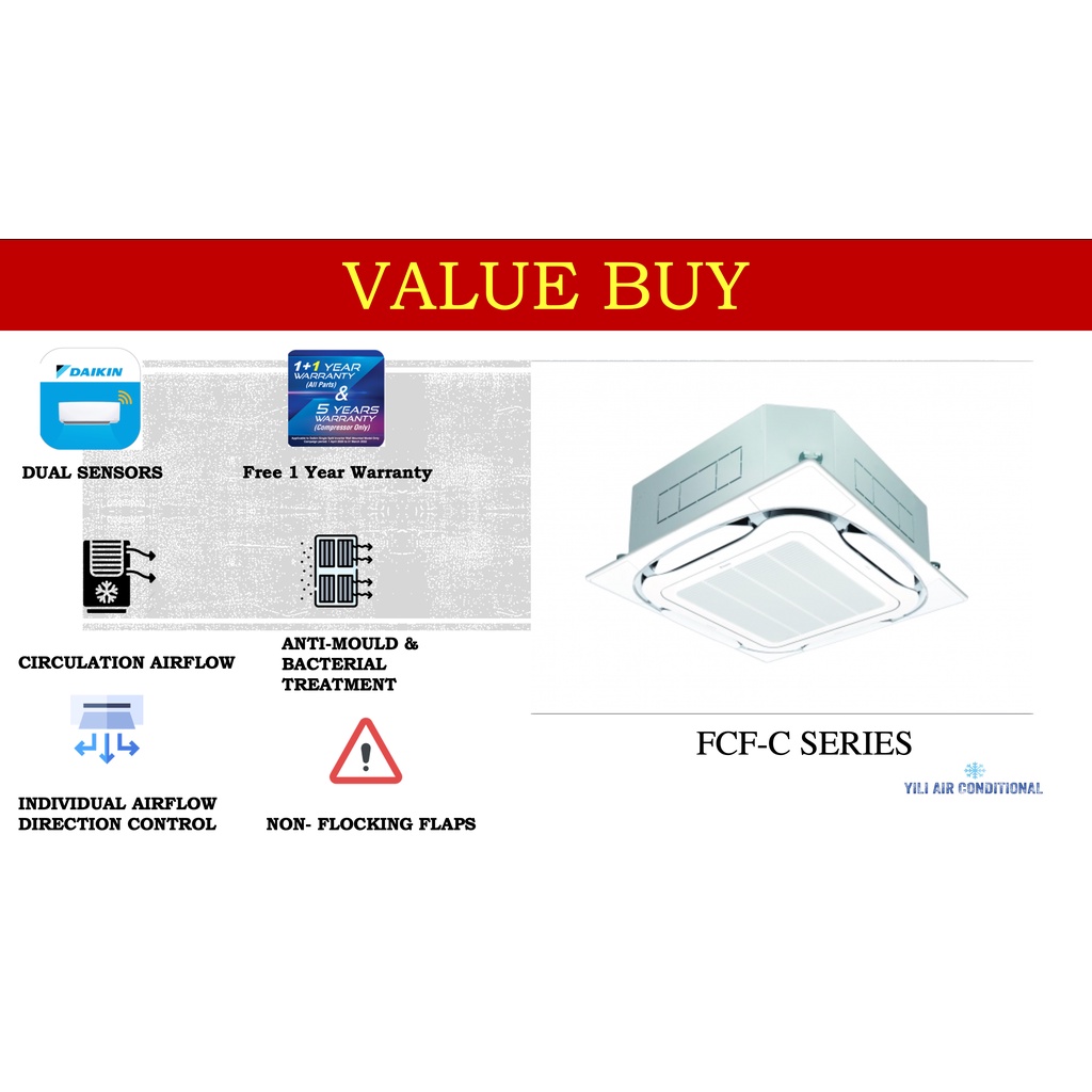 [!!READY STOCK!!]DAIKIN CEILING CASSETTE INVERTER AIR CONDITIONER 2HP-5 ...