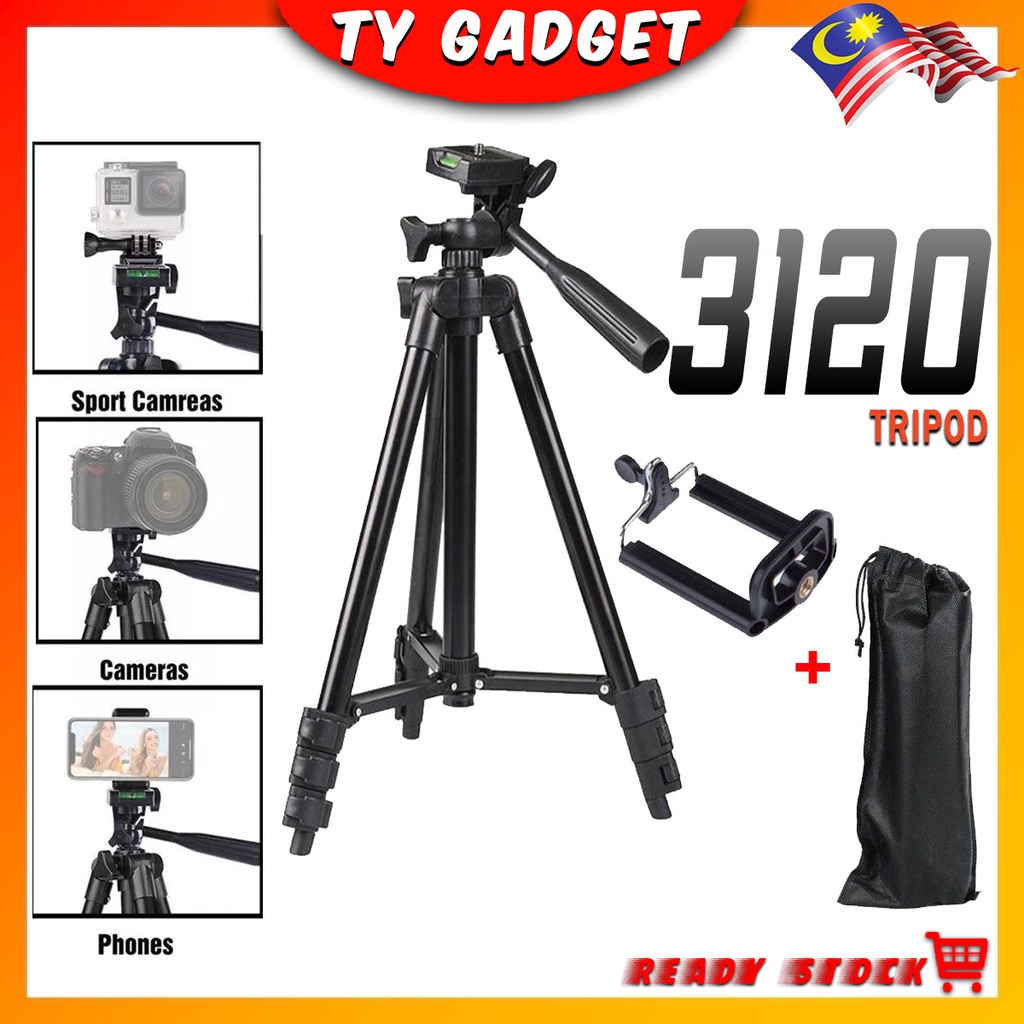 TRIPOD 3120A Portable Stand Aluminum 4 Section Camera DSLR With Phone ...