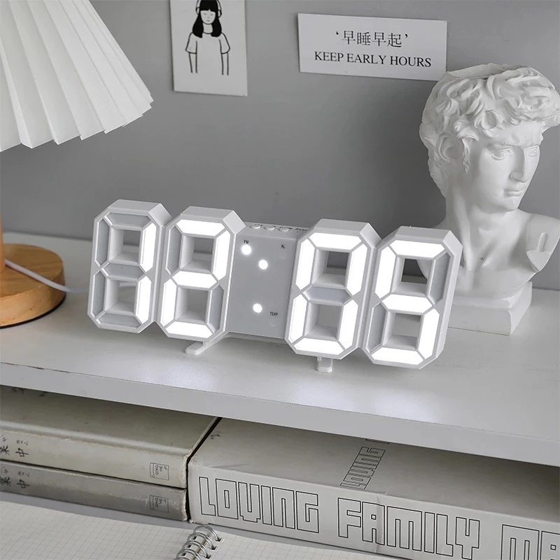 LED Digital Alarm Nordic Wall Clocks Hanging Watch Snooze Table Clocks ...