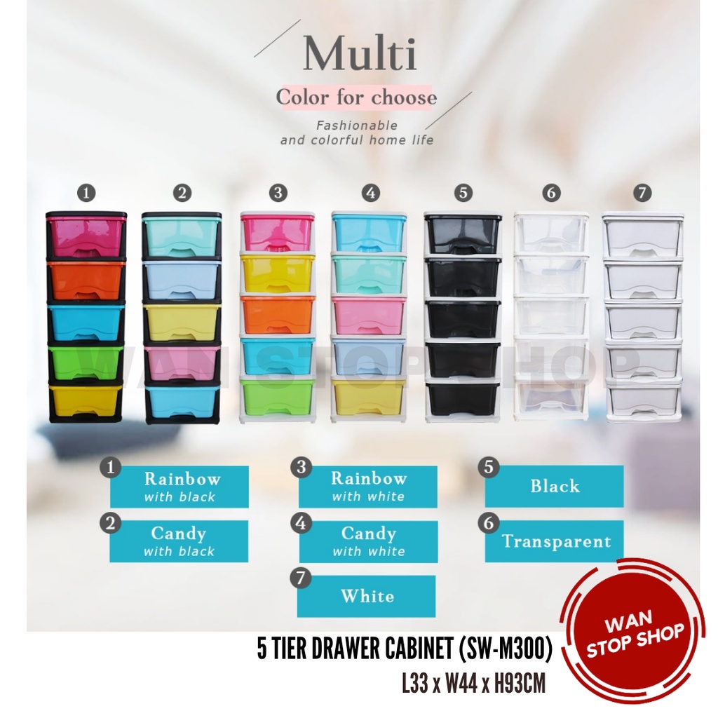 5 Tier Drawer Cabinet, Multipurpose Colorful Storage Drawer SW-M300 ...