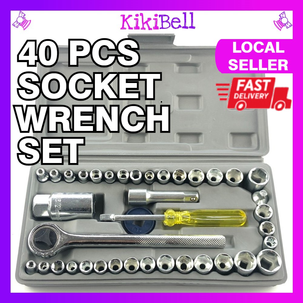 40pcs 1/4" & 3/8" Combination Socket Wrench Set Ratchet Socket Repair ...