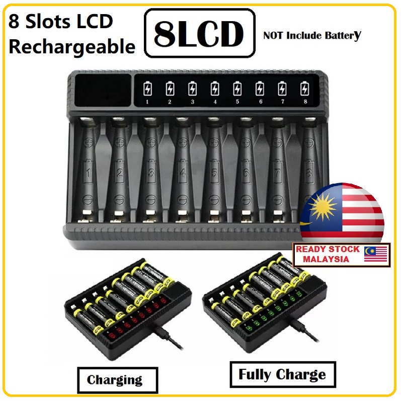 💡 New Stock 💡 8 Slots LCD Rechargeable Battery Charger NIMH AA/ AAA ...