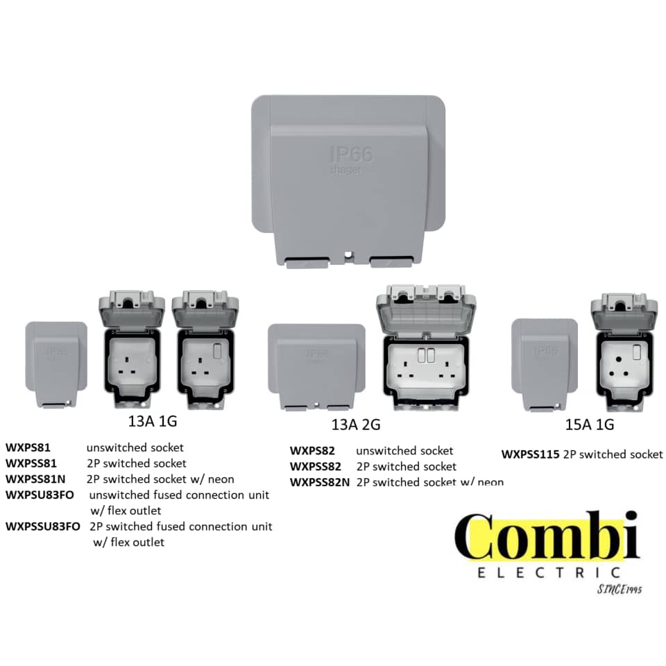 hager 13A /15A IP66 DP Single /Twin SOLLYSTA Switched Socket Outlet ...