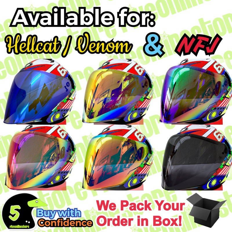 KYT NFJ / Venom / Hellcat Siang Malam Visor anti UV Scratch Cermin GMA ...