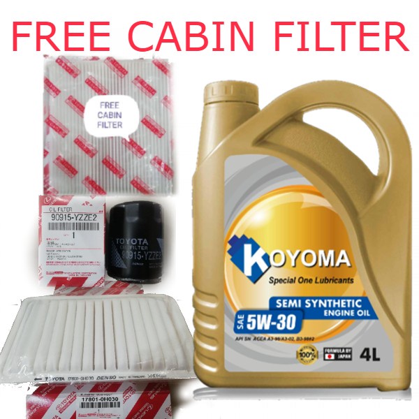 TOYOTA CAMRY 2.0 2.4 ACV40 ACV50 OIL FILTER + AIR FILTER + KOYOMA 5W30 ...