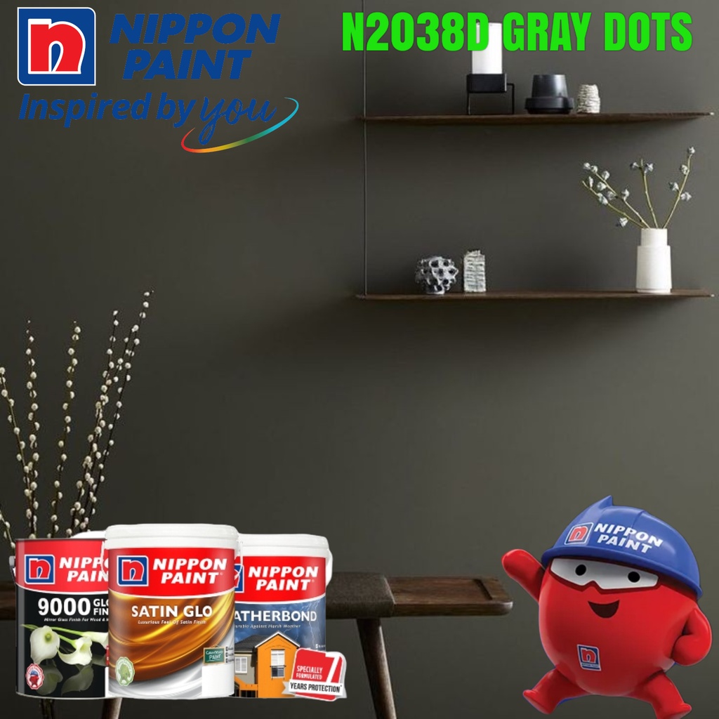 NIPPON 1 LITER N2038D GRAY DOTS INTERIOR EXTERIOR WALL PAINT/WOOD METAL ...