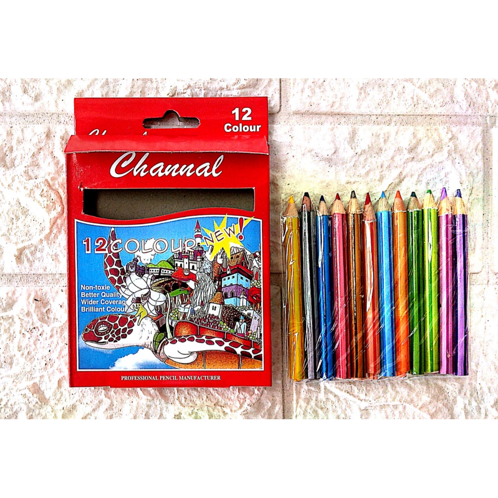 Ready Stock 12/24 Colour Pencil Long Short Drawing Color Pencils Kids ...