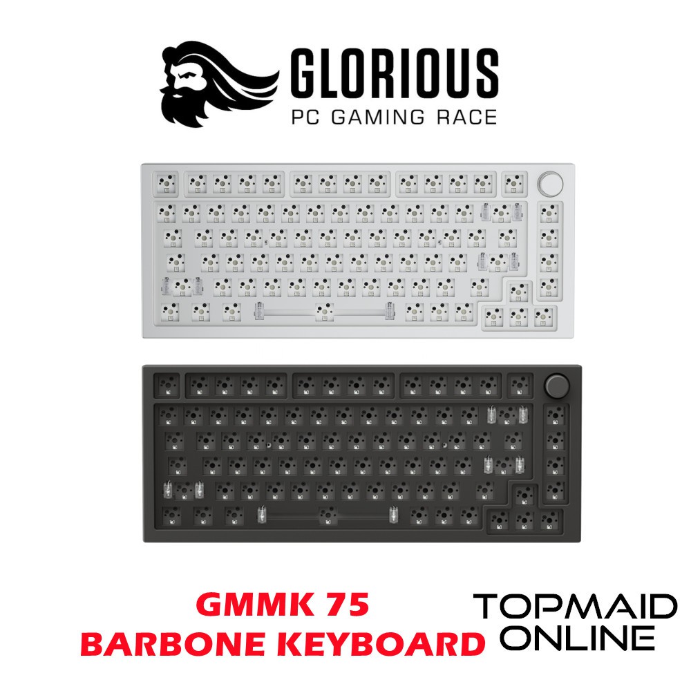 GLORIOUS GMMK PRO 75% BAREBONE KEYBOARD ( BLACK SLATE / WHITE ICE ...