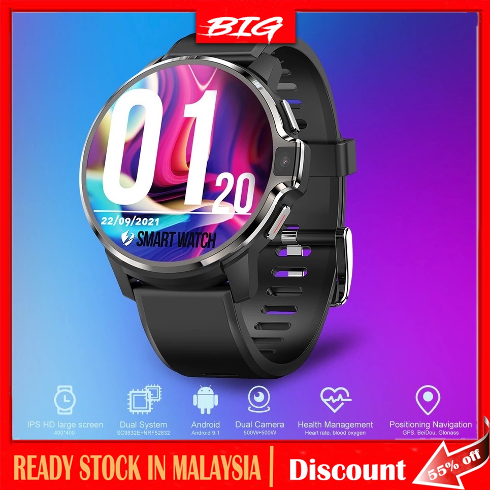 LEMFO LEMP Dual System 4G Smart Watch 4G+64GB Android 9.1 Heart Rate Blood Pressure Monitor ...