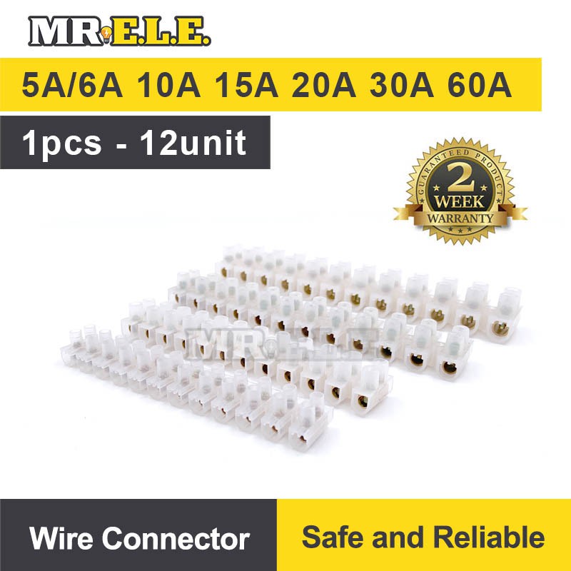 5A/6A 10A 15A 20A 30A 60A PVC Wire Cable Connector 12 Position Barrier ...