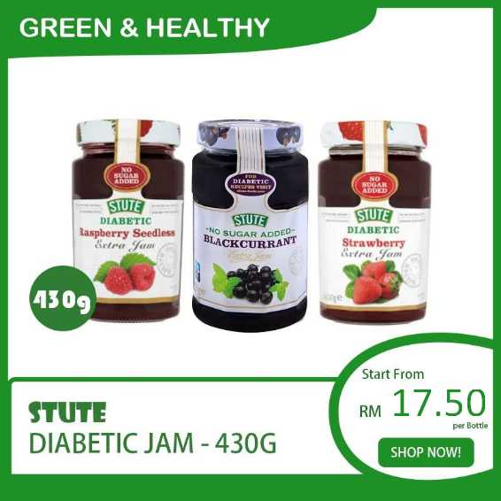 Stute Diabetic No Added Sugar Jam Blackcurrent / Strawberry / Seedless ...