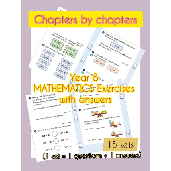 🌈[IGCSE EXERCISES] IGCSE Year 8 Mathematics Exercises (15 sets; 1set= 1 ...