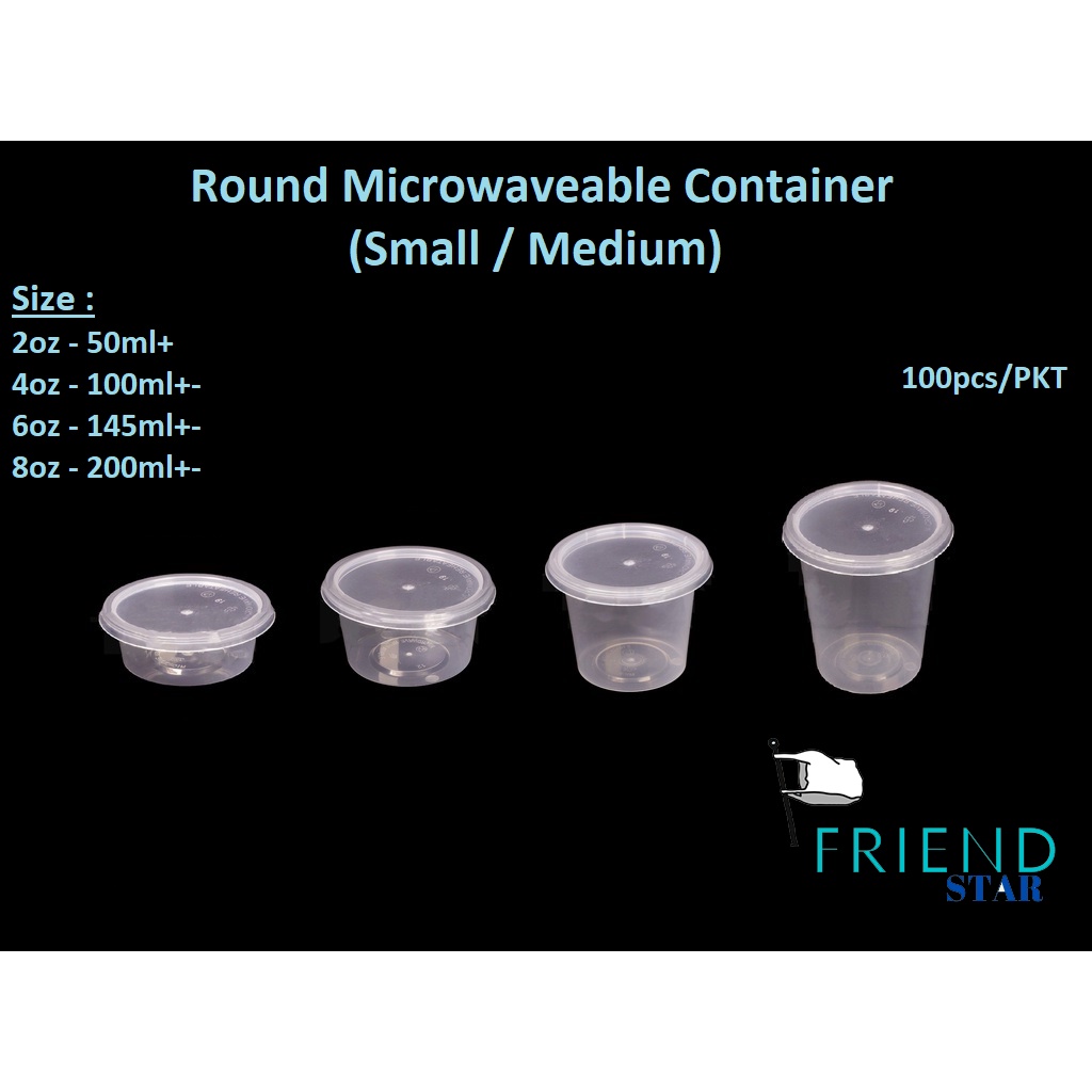 [100pcs][Small / Medium] Microwaveable Round Container / PP Plastic ...