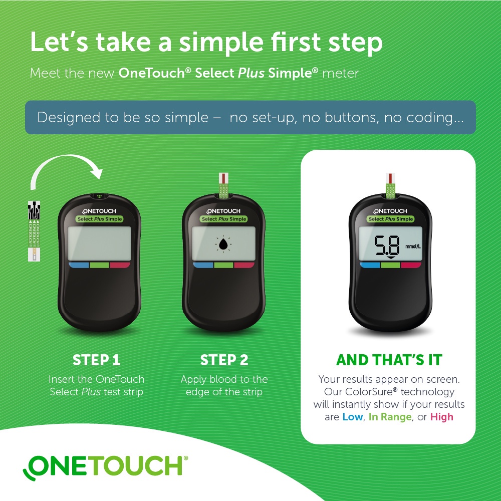 One Touch Select Glucometer Blood Glucose Test Kit Meter Set With ...