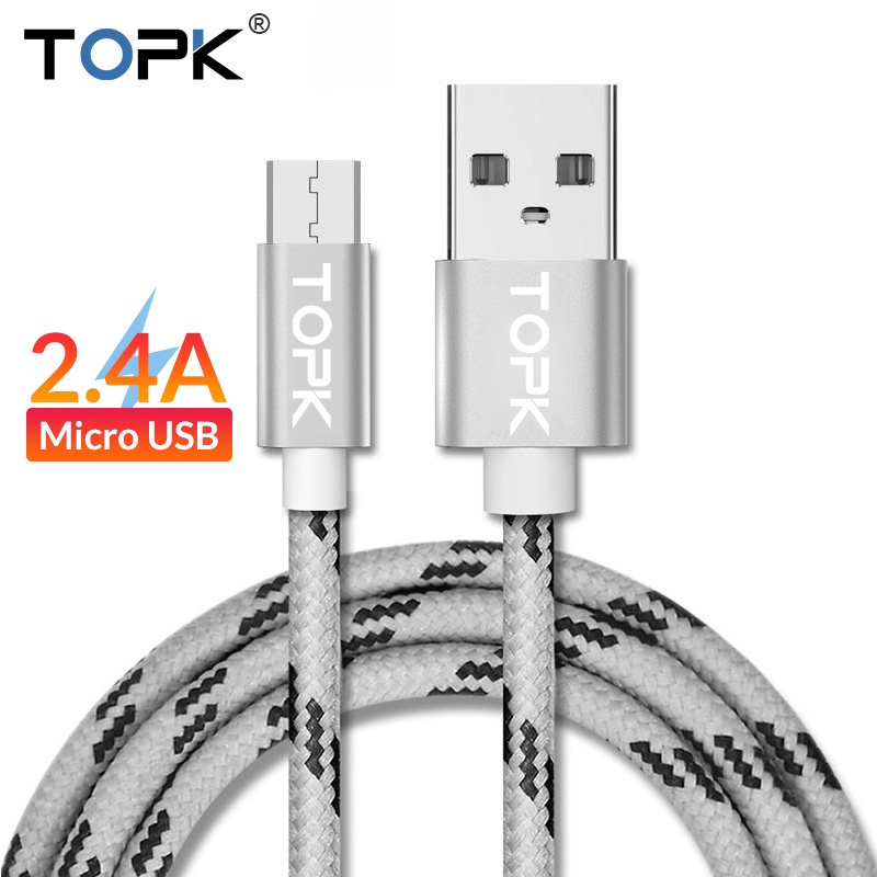 TOPK AN09 0.5M Micro USB Cable Nylon Braided Data Sync Cord Charger ...
