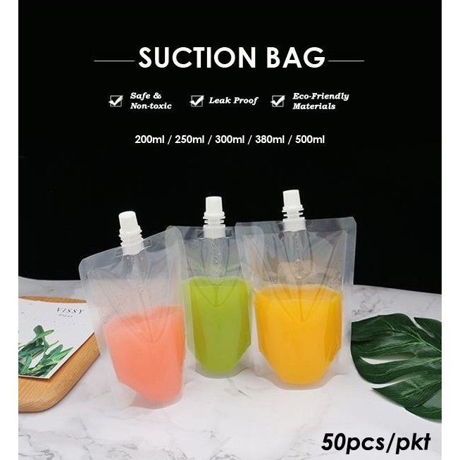 DIY Plastic Transparent Suction Drinks Bag 50PCS / PKT | Shopee Malaysia