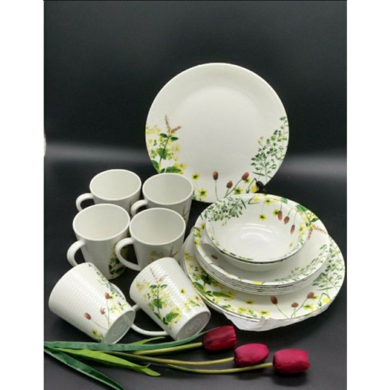 24 PCS SET PINGGAN MELAMINE CORELLE EKSKLUSIF | Shopee Malaysia