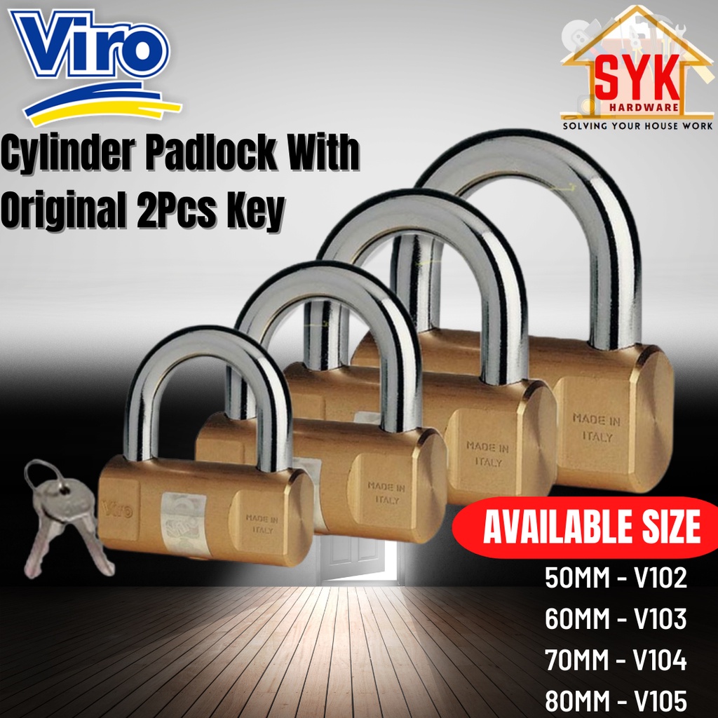 SYK VIRO Cylinder Brass Padlock (50mm/60mm/70mm/80mm) With Original ...