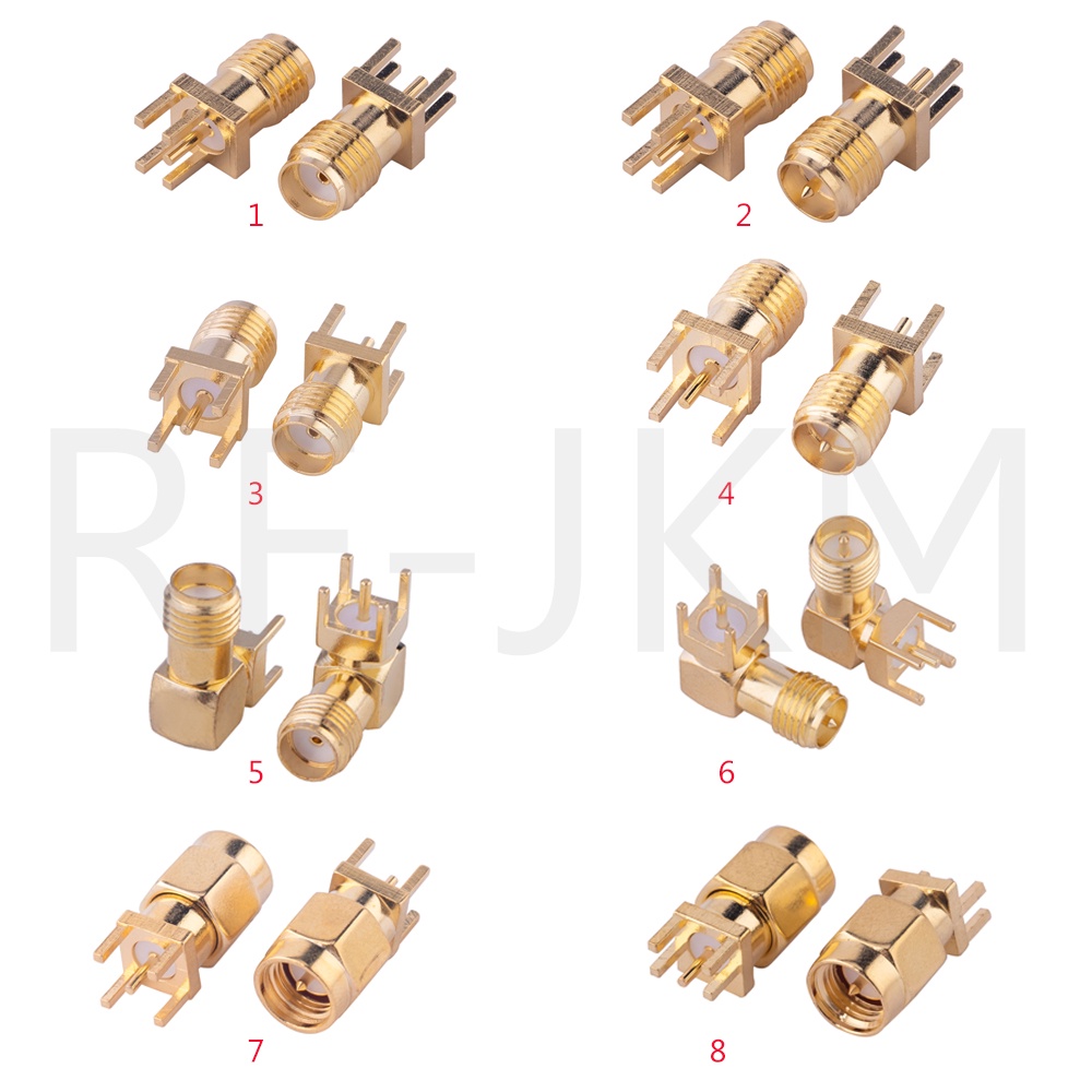 10Pcs SMA Male Plug Female Jack Adapter Solder Edge PCB Straight Right ...