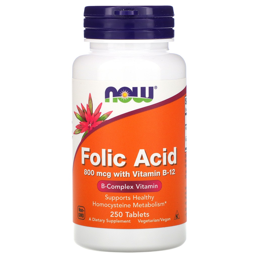 Folic Acid NOW Foods Vit B12 Folic Acid promil pregnant women anemia ...