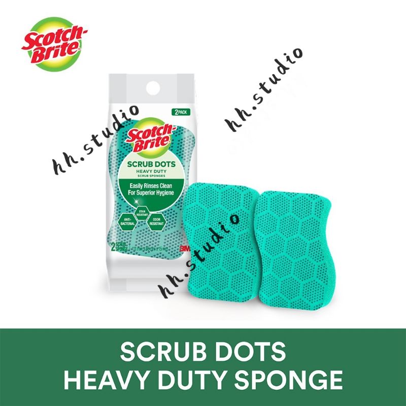 3M Scotch Brite Scrub Dots Heavy Duty Scrub Sponge (2 Pcs/Pack ...