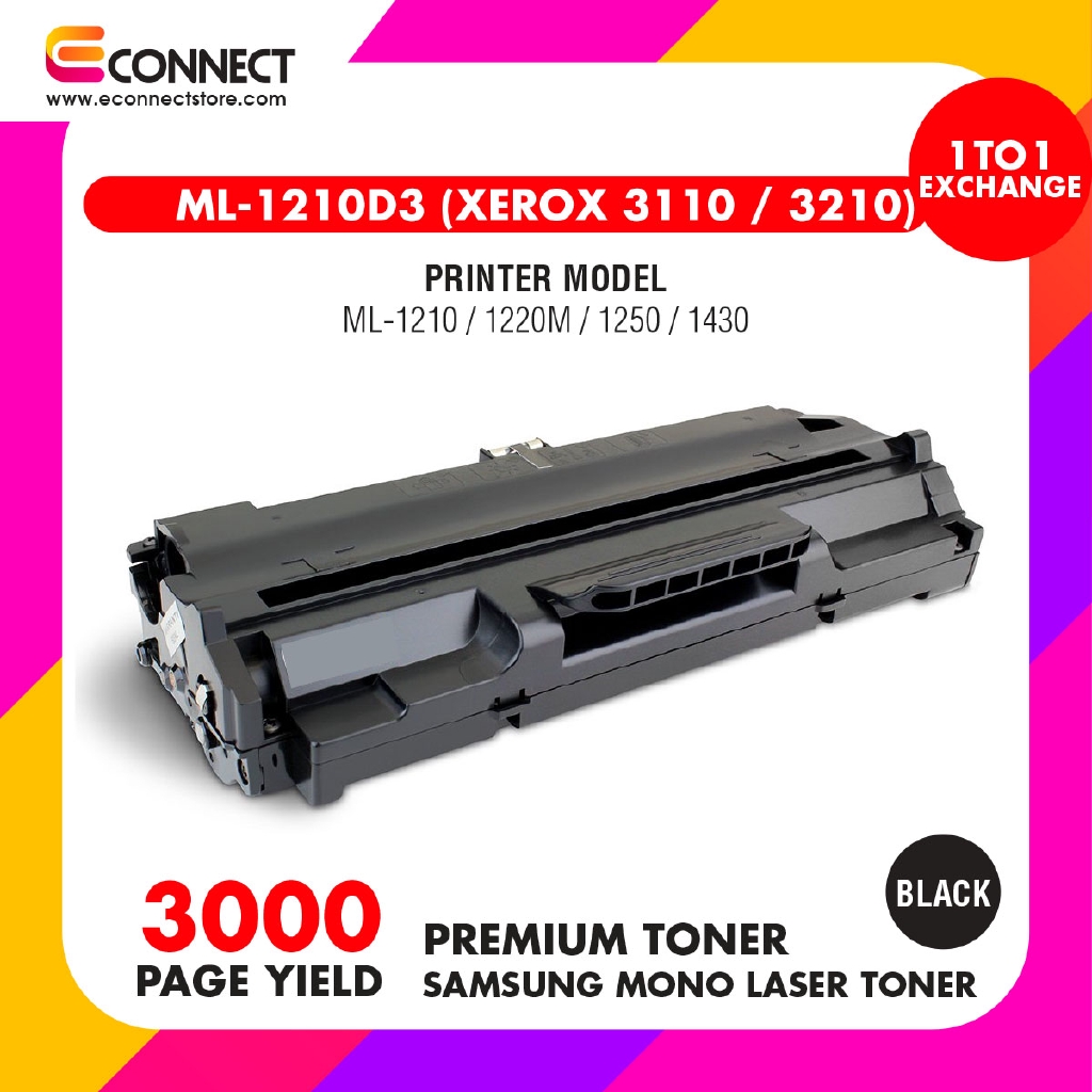 【Ready Stock】ML-1210D3 (Xerox 3110 / 3210) Samsung Mono Laser Toner Compatible Cartridge Black ...