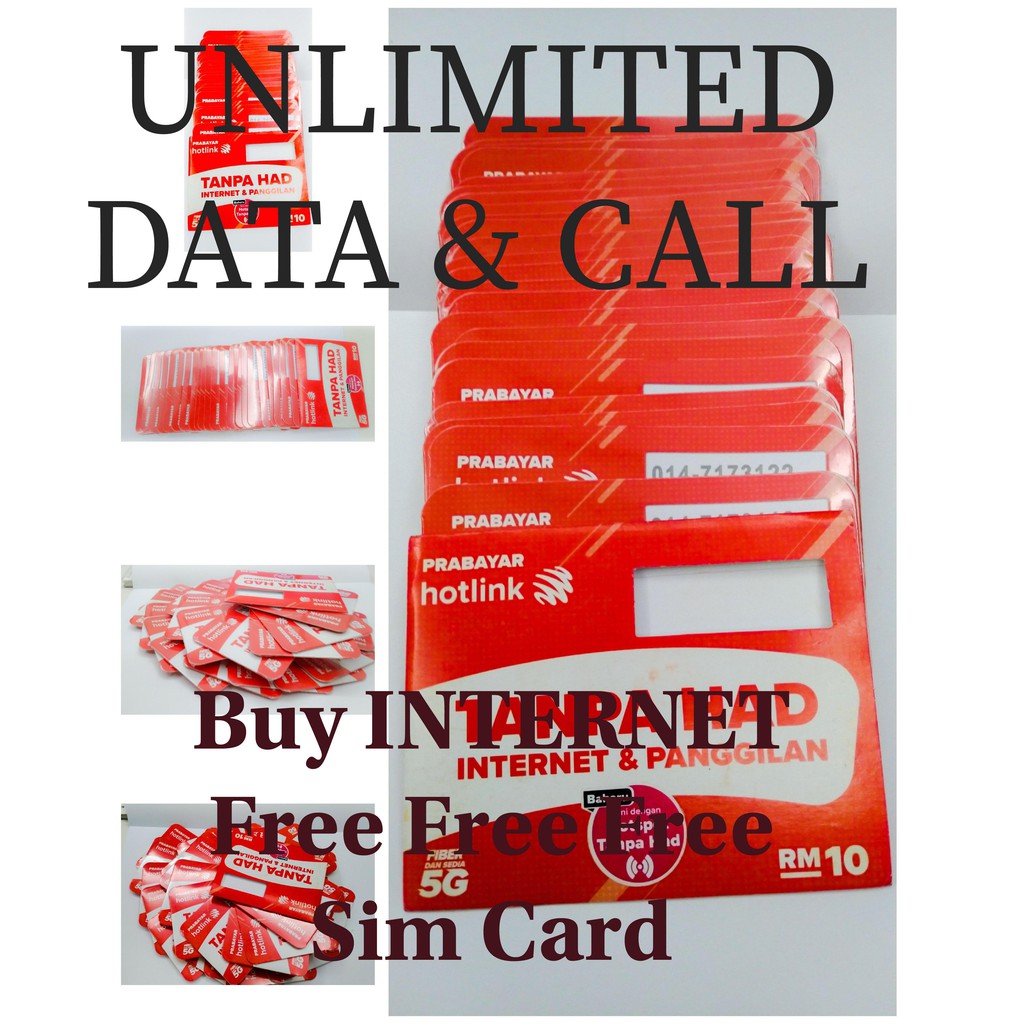 FREE HOTLINK SIM CARD ~ Plan 40 Unlimited Data&Call / Tanpa Had Internet&Call | Shopee Malaysia