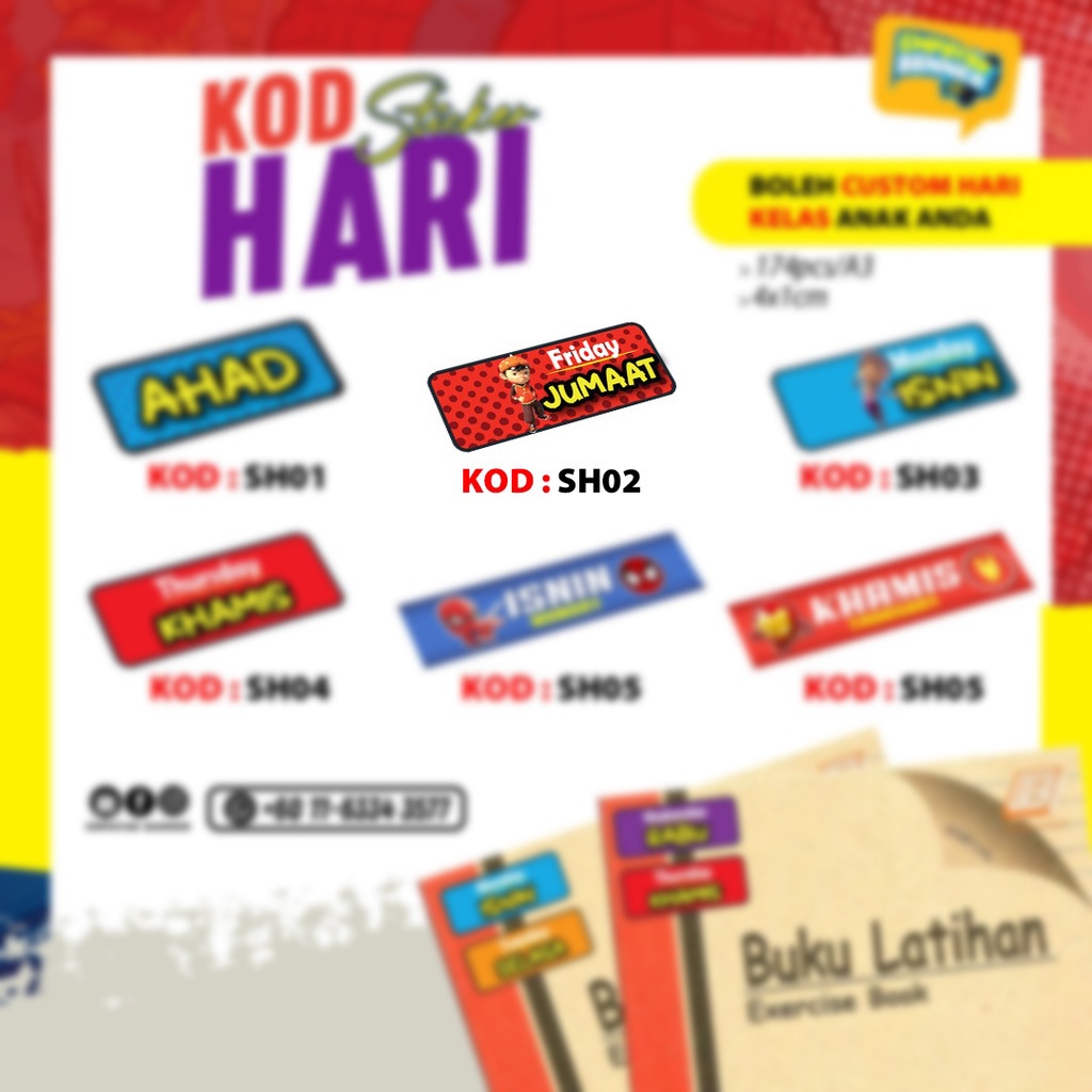 Sticker nama Mata pelajaran & Hari / Colorful / Sticker Nama Kartun ...