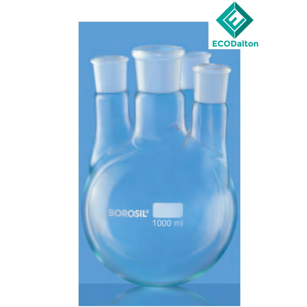 BOROSIL Round Bottom Flask 1L, Centre neck and 3 parallel side neck, I ...