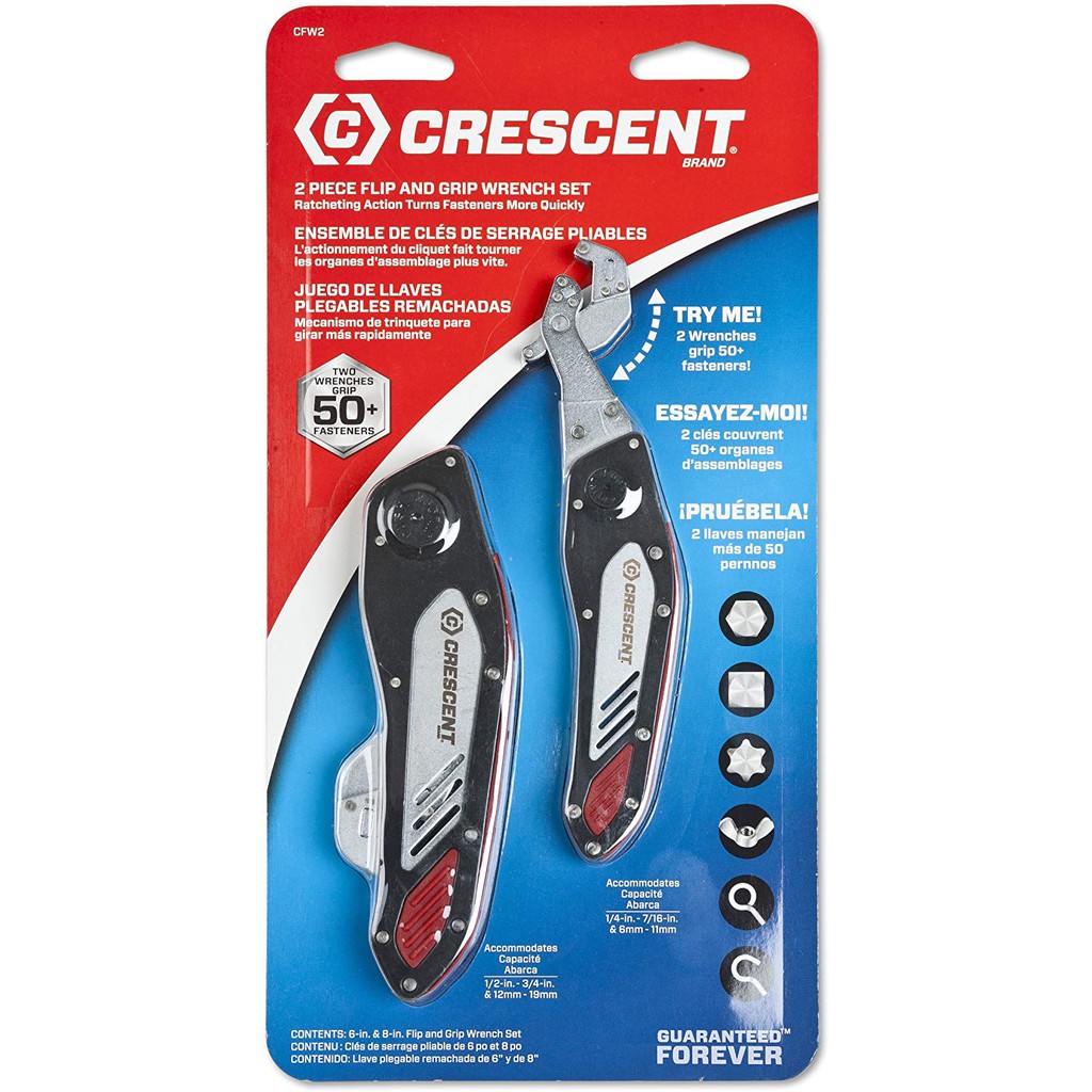 Crescent 2 Piece Folding Flip and Grip Ratcheting Wrench Set CFW2 ...
