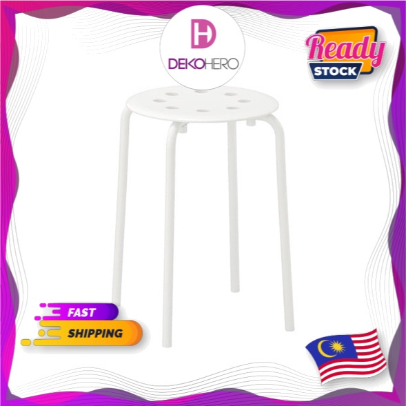 IKEA Marius Stool White Black Bangku stack chair | Shopee Malaysia