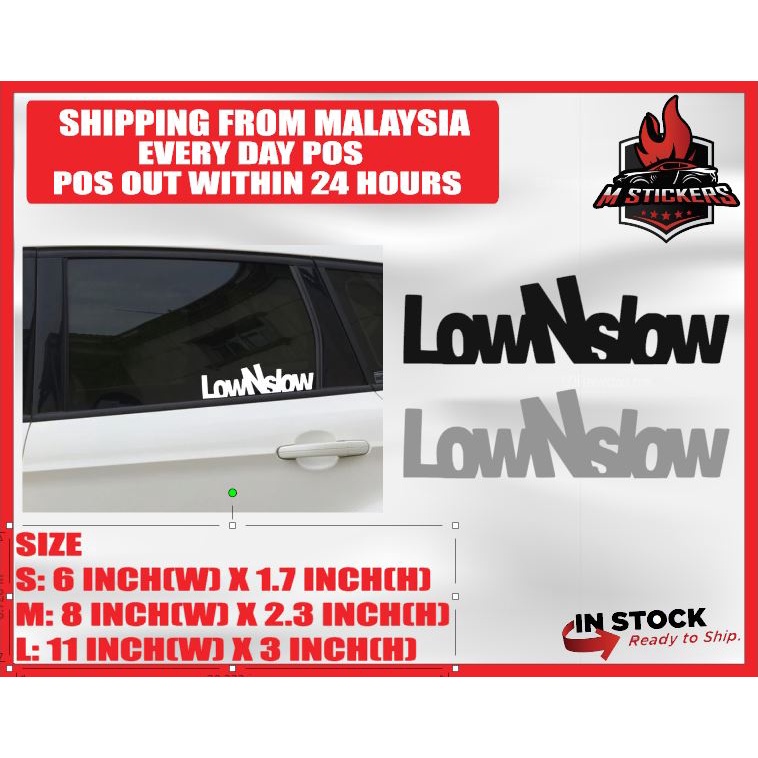[M STICKERS] LOW N SLOW CAR STICKERS STICKER KERETA SIDE MIRROR LOW AND ...