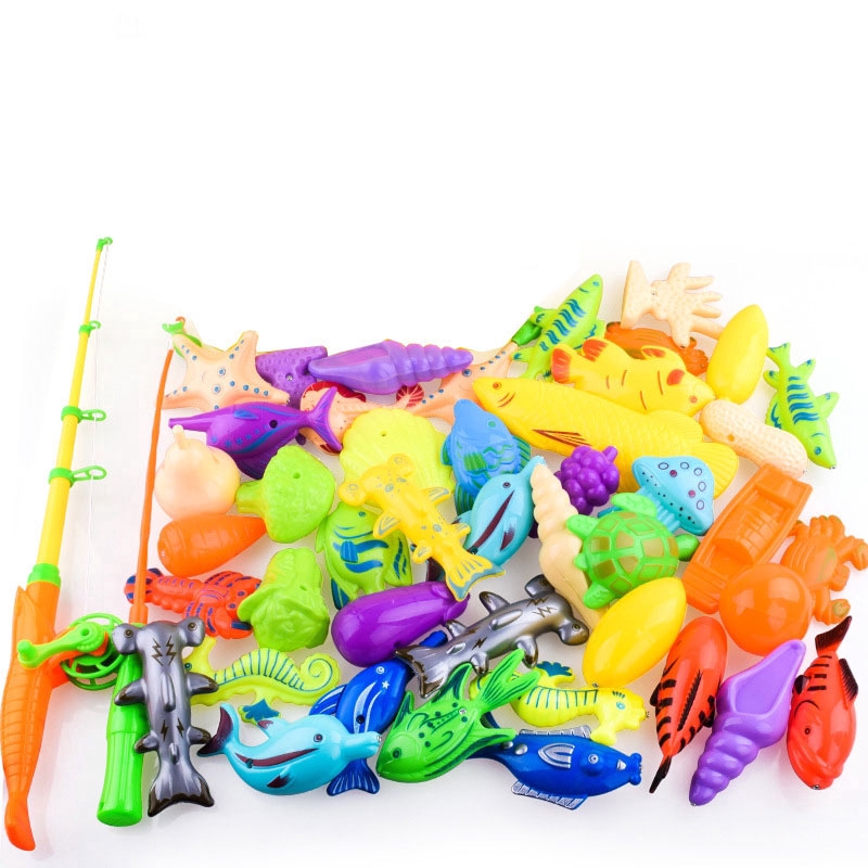7Pcs Magnetic Fishing Game Toys Rod Hook Catch Kids Children Bath Time ...