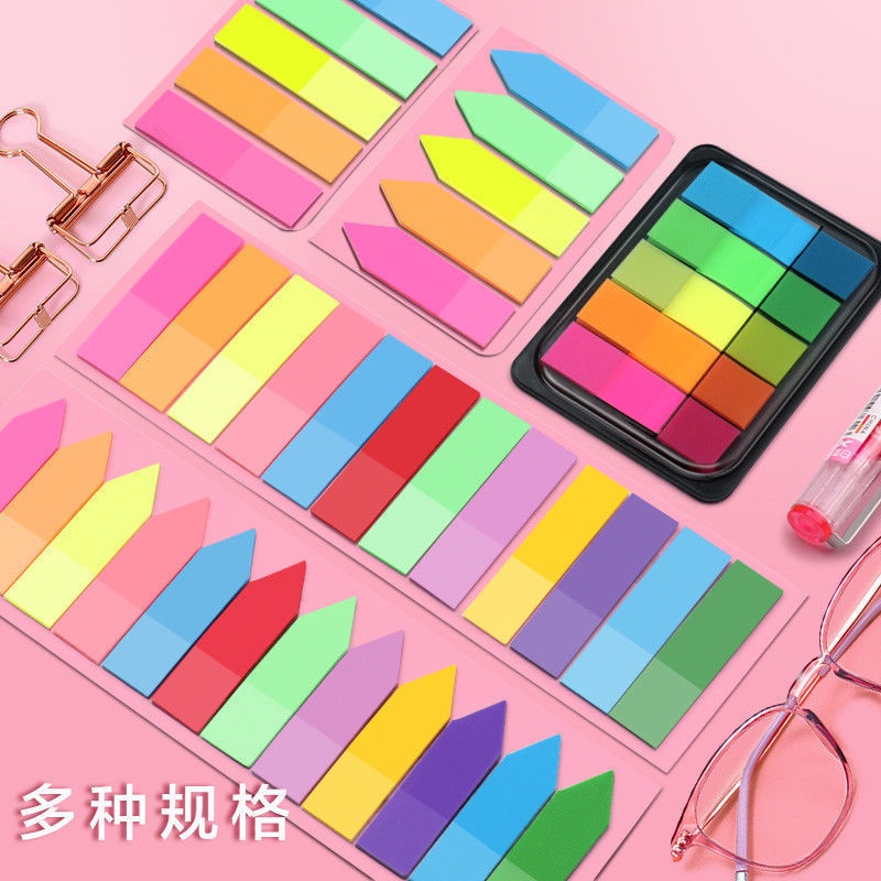 5 Colors Fluorescent Sticky Notes Instruction Classification Index ...