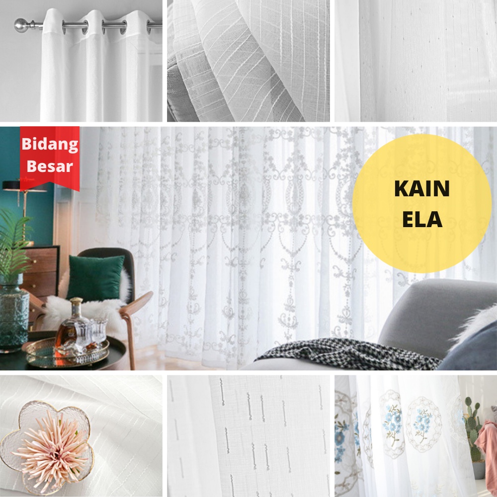 Kain langsir meter sheer lace tulle putih belum jahit / Fabric Day ...