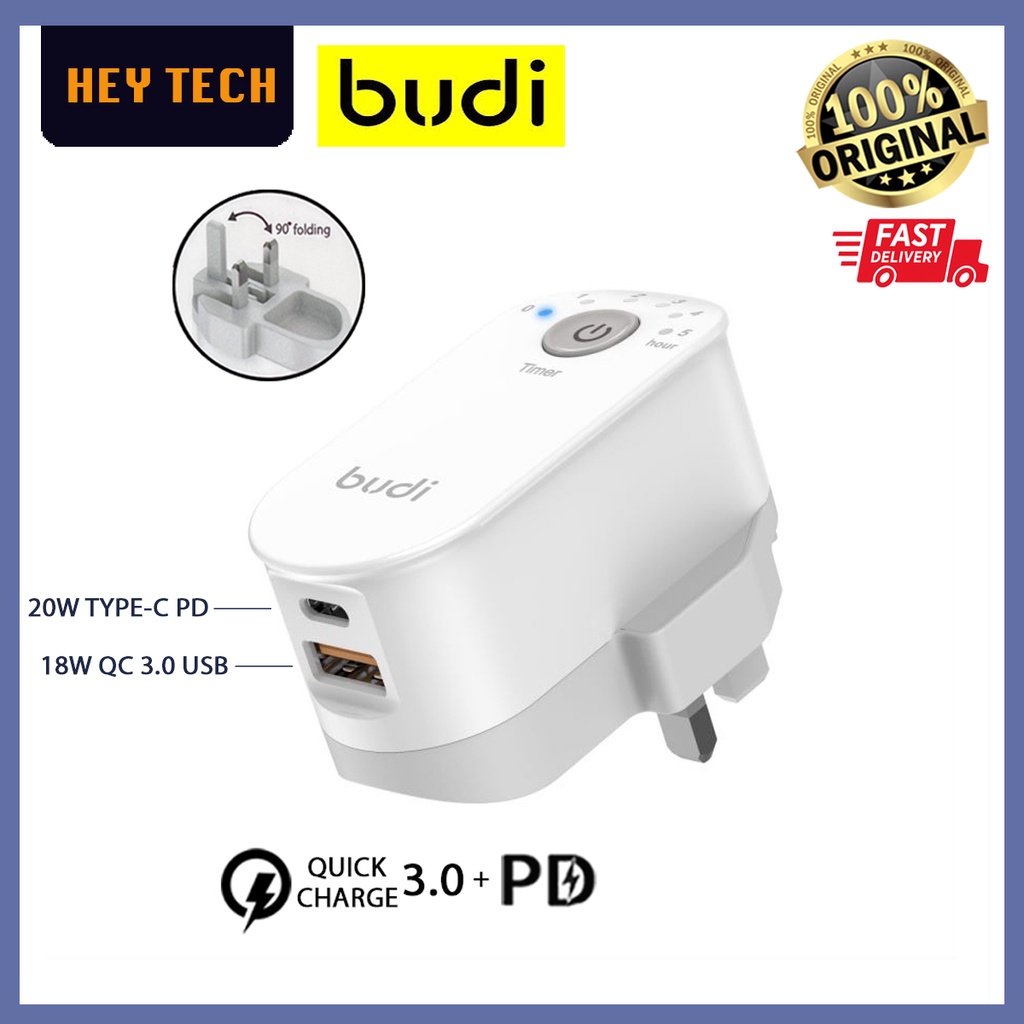 Budi Charger Adapter Fast Charging Type C & USB Timer Chargers | Shopee ...