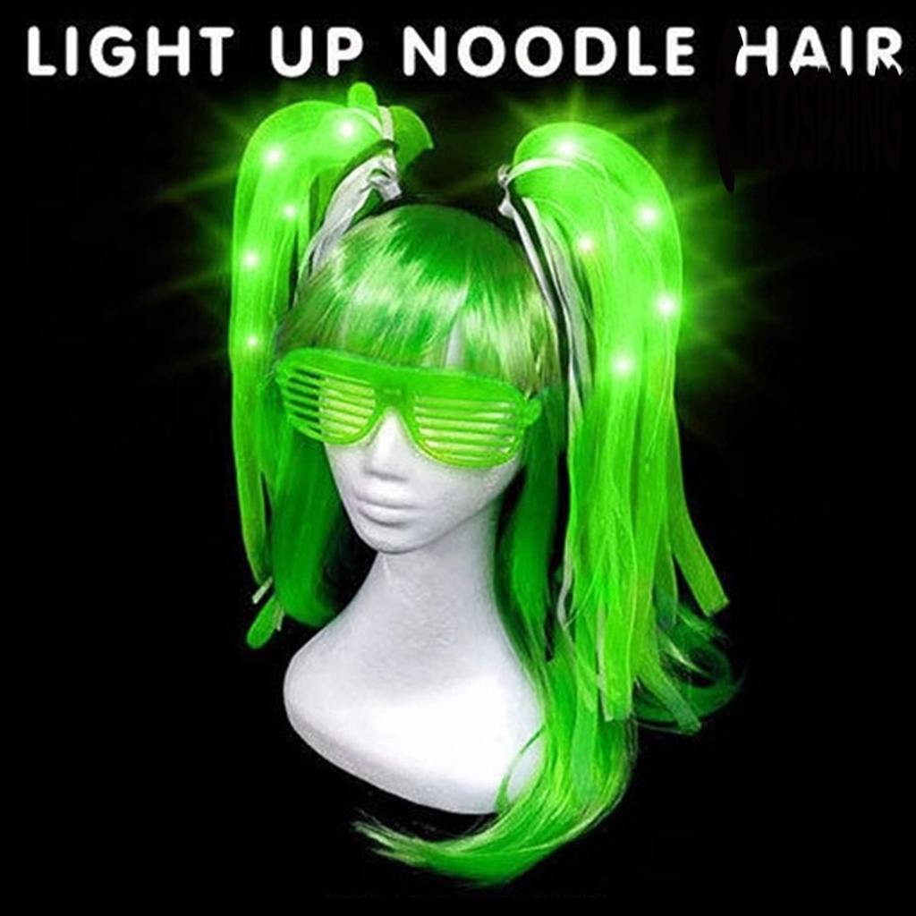 FS-Glow Hair Braid Luminous LED Halloween LED Flashing Headband Costume ...
