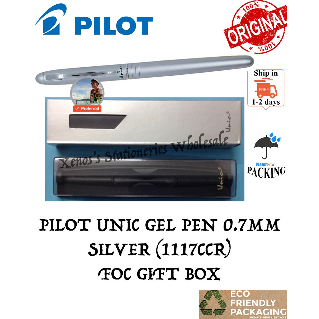 PILOT UNIC GEL PEN 0.7MM SILVER 1117CCR / PILOT UNIC GIFT PEN SILVER ...