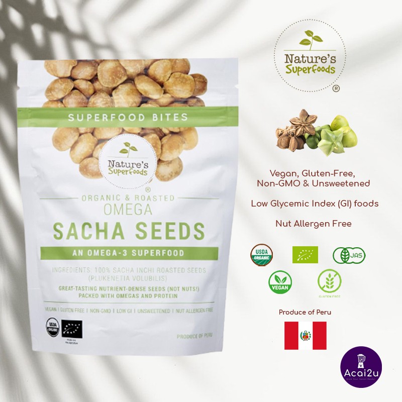 Nature's Superfoods Organic Sacha Inchi Seeds, Roasted & Unsalted, 100g ...
