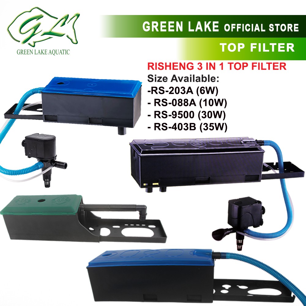 Aquarium Top Filter 3 IN 1 Risheng Aquarium Fish Filter Oxygen ...