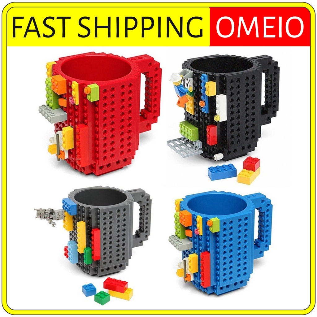 Creative DIY Puzzle Brick Lego Mug Glass Build On Blocks Coffee Cup ...