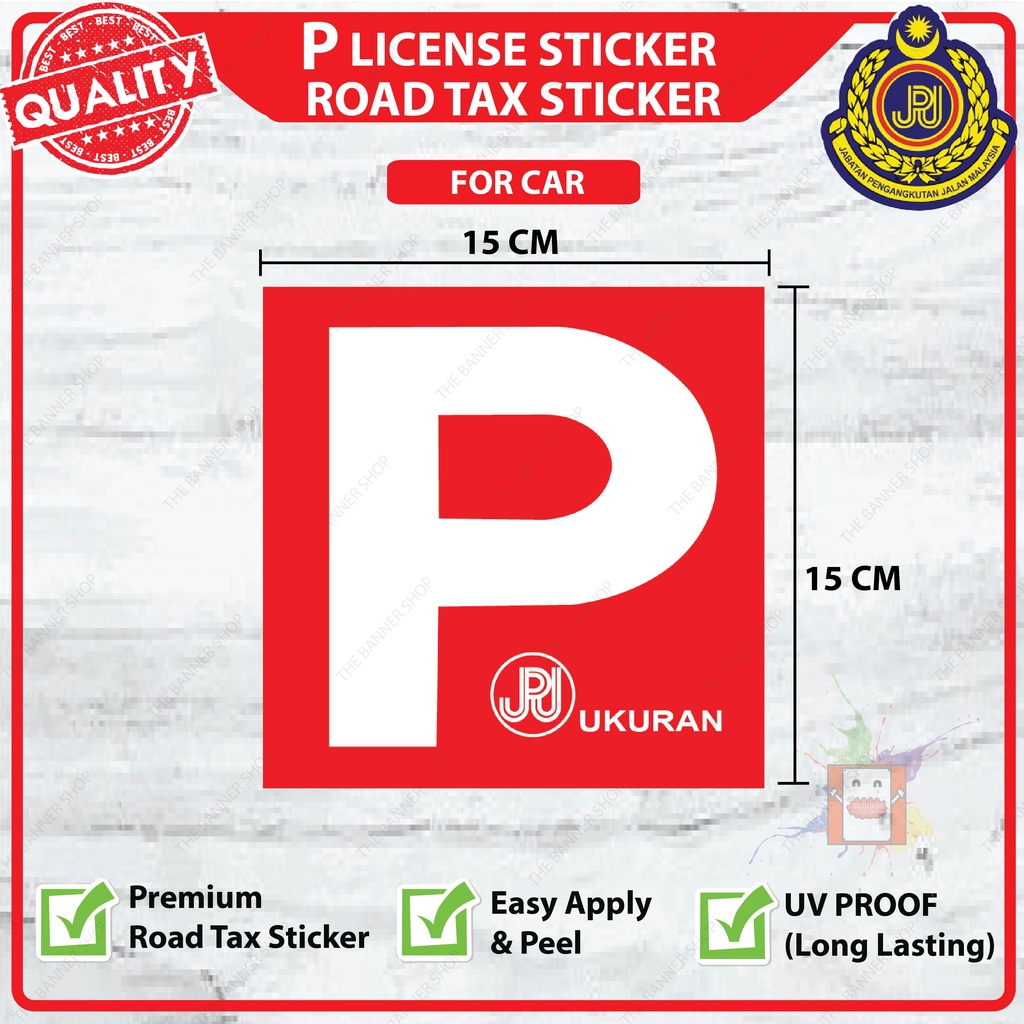 P License Sticker for Cars & Motor, Pelekat P license Kereta & Motor ...