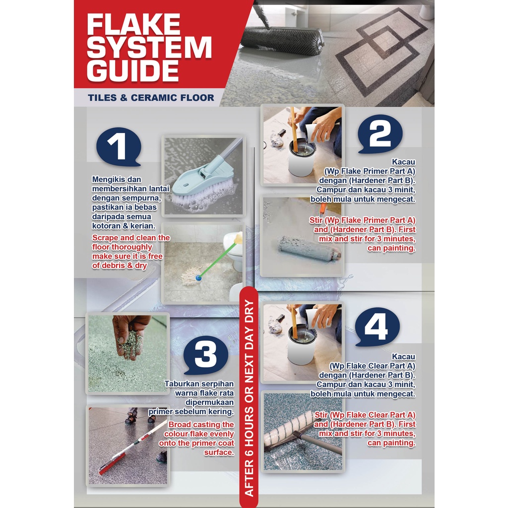 FULL SET Flake Coating Epoxy Toilet Tile Floor Waterproof ( FREE Tools ...