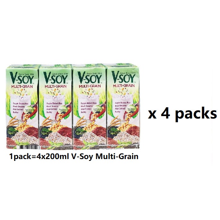 V-Soy Multi-Grain Soya Bean Milk 4 x (4x200ml) susu kacang vsoy ...
