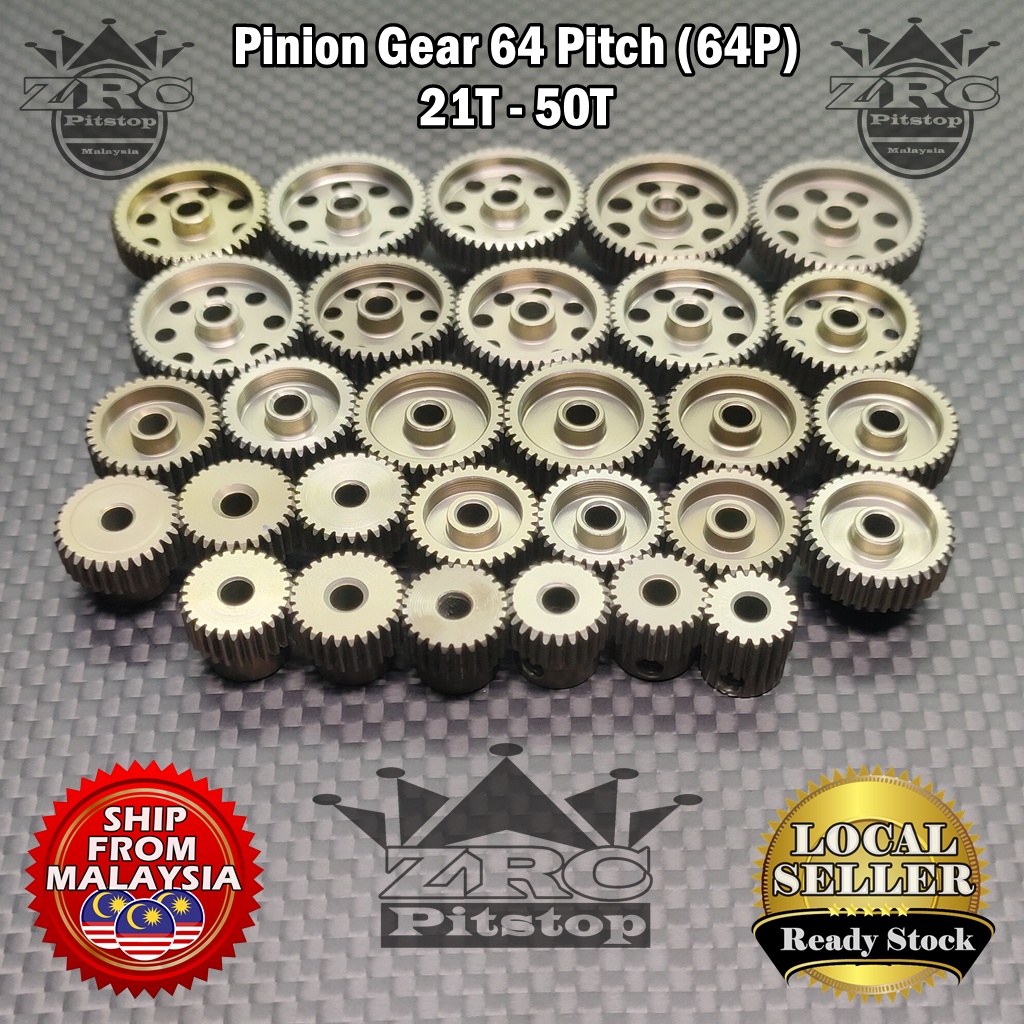 ZRC 64P Pitch Pinion Gear Titanium Gold 3.175mm for 1/10 RC Touring ...