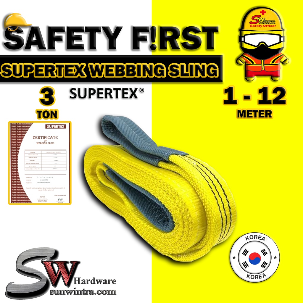 SW Hardware Supertex Korea Heavy Duty Webbing Sling 3 Ton Polyester ...